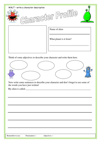 Character Profile of An Alien (Differentiated) | Teaching Resources