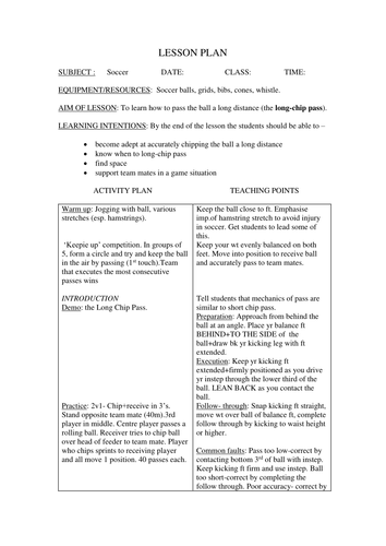 Football Lesson Plans | Teaching Resources