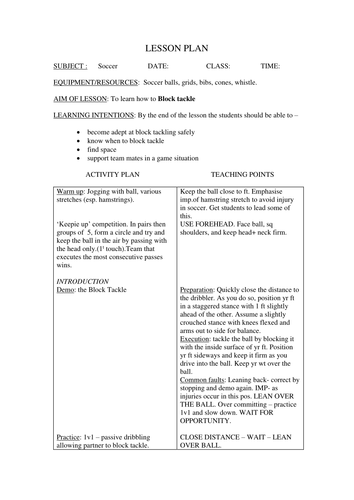 Football Lesson Plans | Teaching Resources