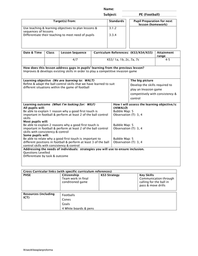 Football Lesson Plans | Teaching Resources