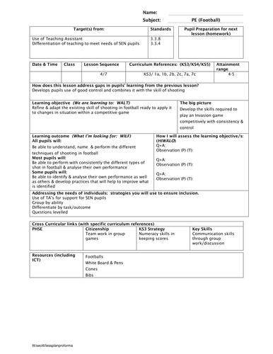 Football Lesson Plans | Teaching Resources