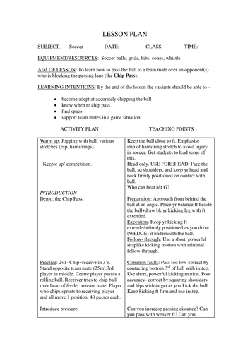 Football Lesson Plans | Teaching Resources
