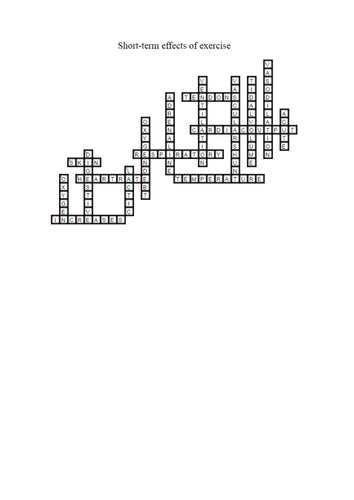 OCR GCSE Short-term effects of exercise crossword (HAP and LAP ...