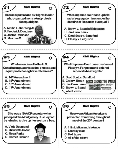 Civil Rights Task Cards | Teaching Resources