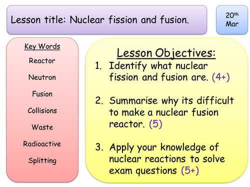 New GSCE Physics Spec - Radioactivity - Fission & Fusion - Group Work ...