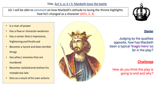 Act 5, sc 3 + 5: Macbeth loses the battle against Macduff | Teaching ...