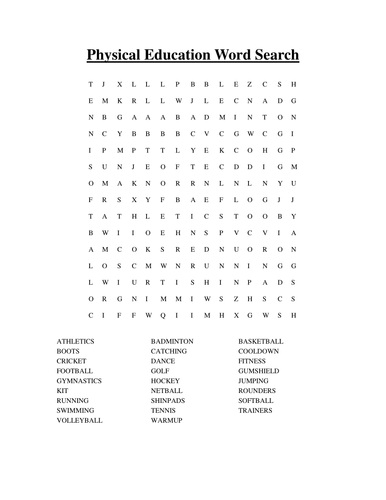GCSE PE Word Searches | Teaching Resources