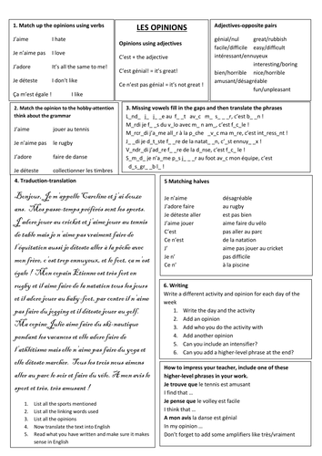 Home learning, Independent French revision/work-pack | Teaching Resources