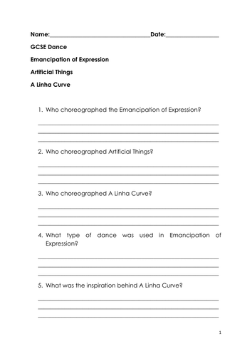 GCSE AQA Dance | Teaching Resources