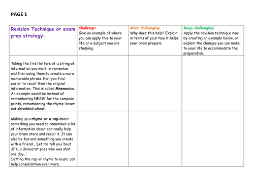 Revision Skills PSHE | Teaching Resources
