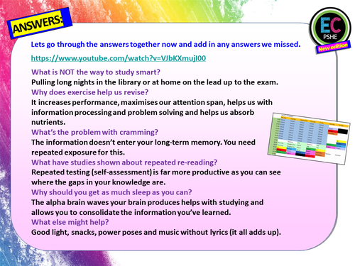 Revision Skills PSHE | Teaching Resources