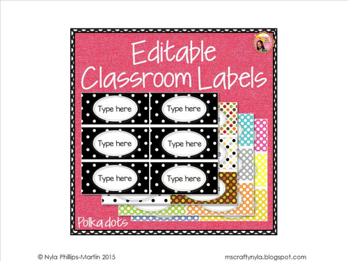 Editable Classroom Labels - Blank Oval Polkadots | Teaching Resources