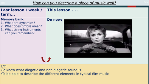 GCSE Film Music Lesson 3 | Teaching Resources