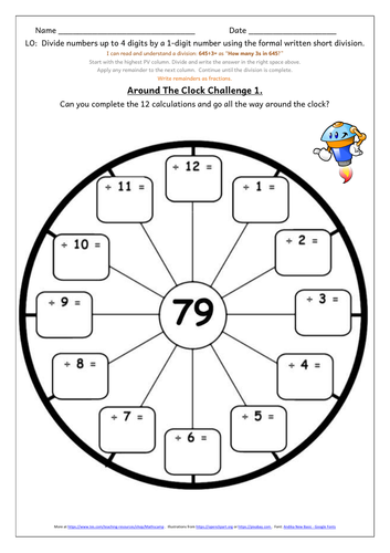 Division Year 5 (Y6) Written Short Division Differentiated Worksheets ...