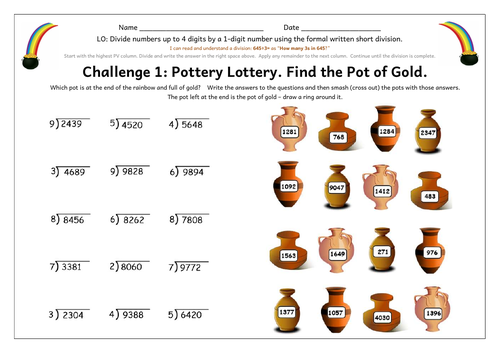 Division Year 5 (Y6) Written Short Division Differentiated Worksheets ...