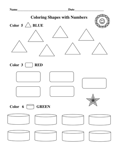 Coloring Shapes with Numbers PLUS Colors and Numbers Word Search Puzzle ...