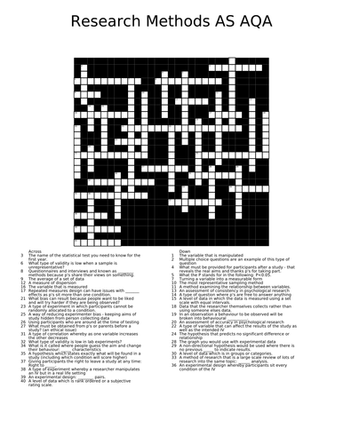 Revision Resources for Research Methods - AQA Psychology (summary table ...