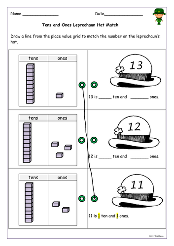 St Patrick's Day:Place Value Tens/Ones, Partition, Abacus/Numbers ...