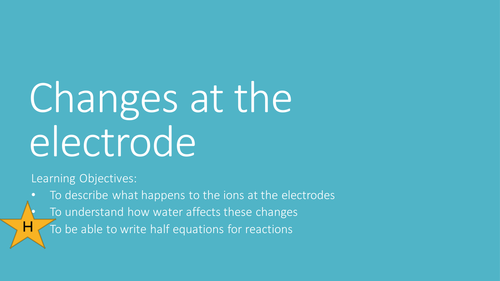 New GCSE AQA Chemistry topic Changes at the electrode | Teaching Resources