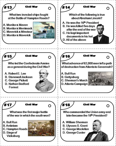 Civil War Task Cards | Teaching Resources