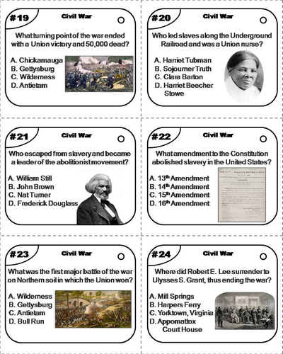 Civil War Task Cards | Teaching Resources