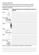 What happened at the last supper activities and worksheet. | Teaching ...