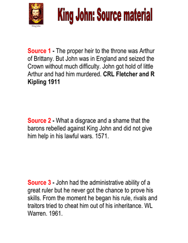 King John - interpretations - good king bad king? | Teaching Resources