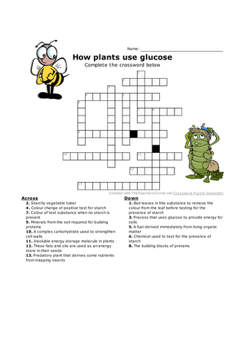 GSCE Biology crosswords NEW specification Chapter 8 Photosynthesis ...