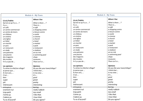 french en ville my town studio module 4 consolidation sheets whole ...
