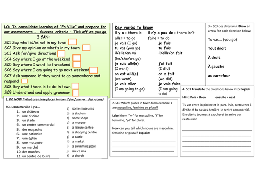 french en ville my town studio module 4 consolidation sheets whole ...