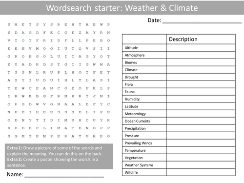 Geography Weather & Climate KS3 GCSE Wordsearch Crossword Anagram ...