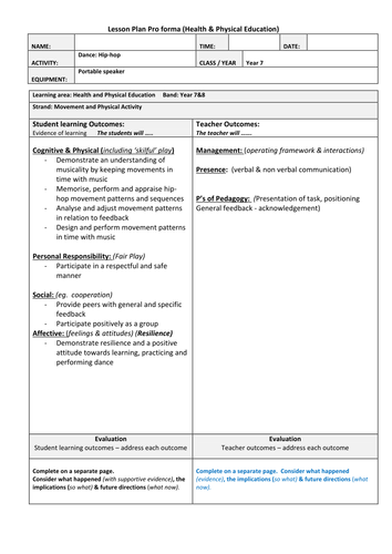 Dance (Hip-Hop) lesson plans | Teaching Resources