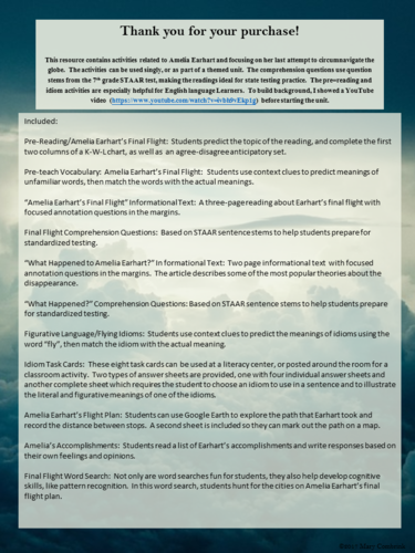 Amelia Earhart's Final Flight: Informational Texts and No-Prep ...