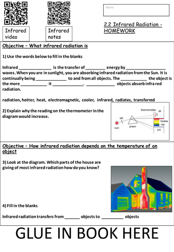 Infrared Radiation Homework | Teaching Resources