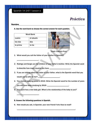 La Familia Extendida - Extended Family - Quiz | Teaching Resources