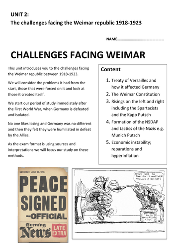 Challenges facing Weimar Germany 1918-23 | Teaching Resources