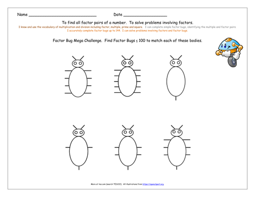 KS2 Y5 Y6 Finding Factors and Common Factors Differentiated Worksheets ...