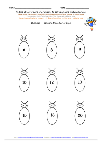 Factors and Common Factors, Multiplication and Division Year 5 (Y6 ...