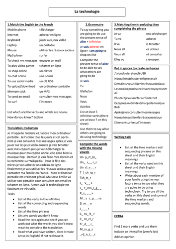 Home learning, Independent French revision/work-pack | Teaching Resources