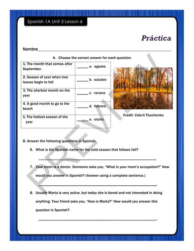 Los Meses - The Months - Quiz | Teaching Resources
