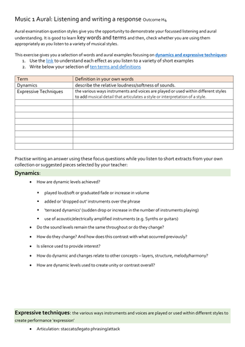 HSC Music 1 Aural Exercise - Dynamics and Expressive Techniques ...