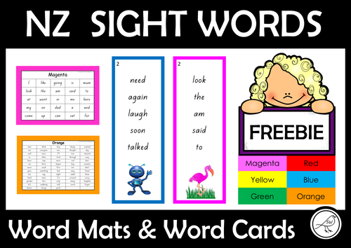 New Zealand Sight Words - FREE- word mats and word cards | Teaching ...