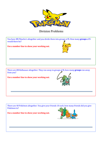 Pokemon Division Pack | Teaching Resources