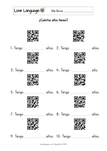 Age in Spanish - QR Codes | Teaching Resources