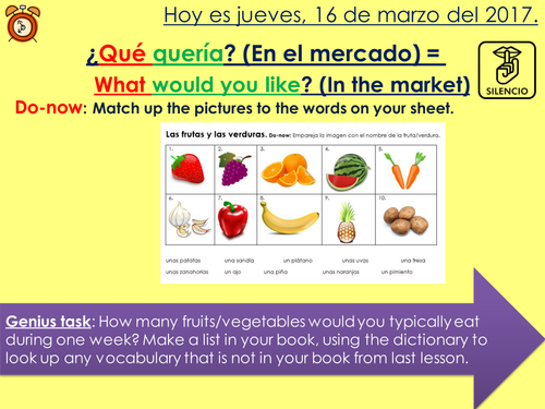 KS3/4 Spanish - En el mercado, ¿qué quería? / In the market, what would ...
