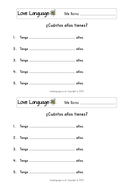 Age in Spanish - numbers 1-10 - worksheets | Teaching Resources