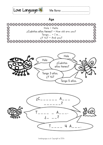 Age in Spanish - numbers 1-10 - worksheets | Teaching Resources