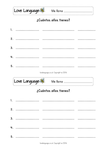 Age in Spanish - numbers 1-10 - worksheets | Teaching Resources