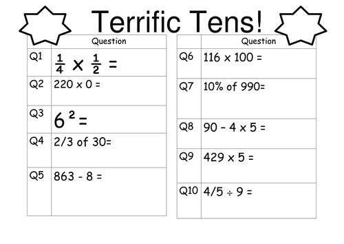 Year 6 Sats Revision Daily Arithmetic Starters Teaching Resources