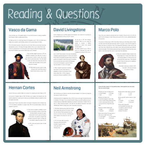 Explorers (Puzzles, reading & questions) | Teaching Resources